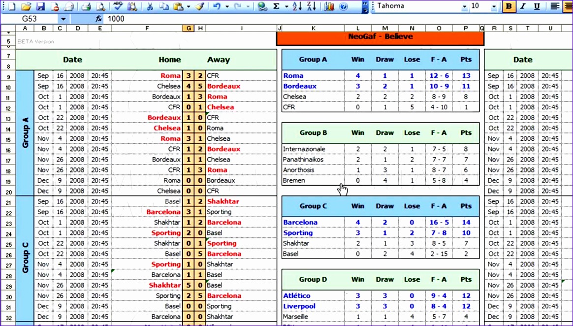 10 Excel League Table Template Excel Templates
