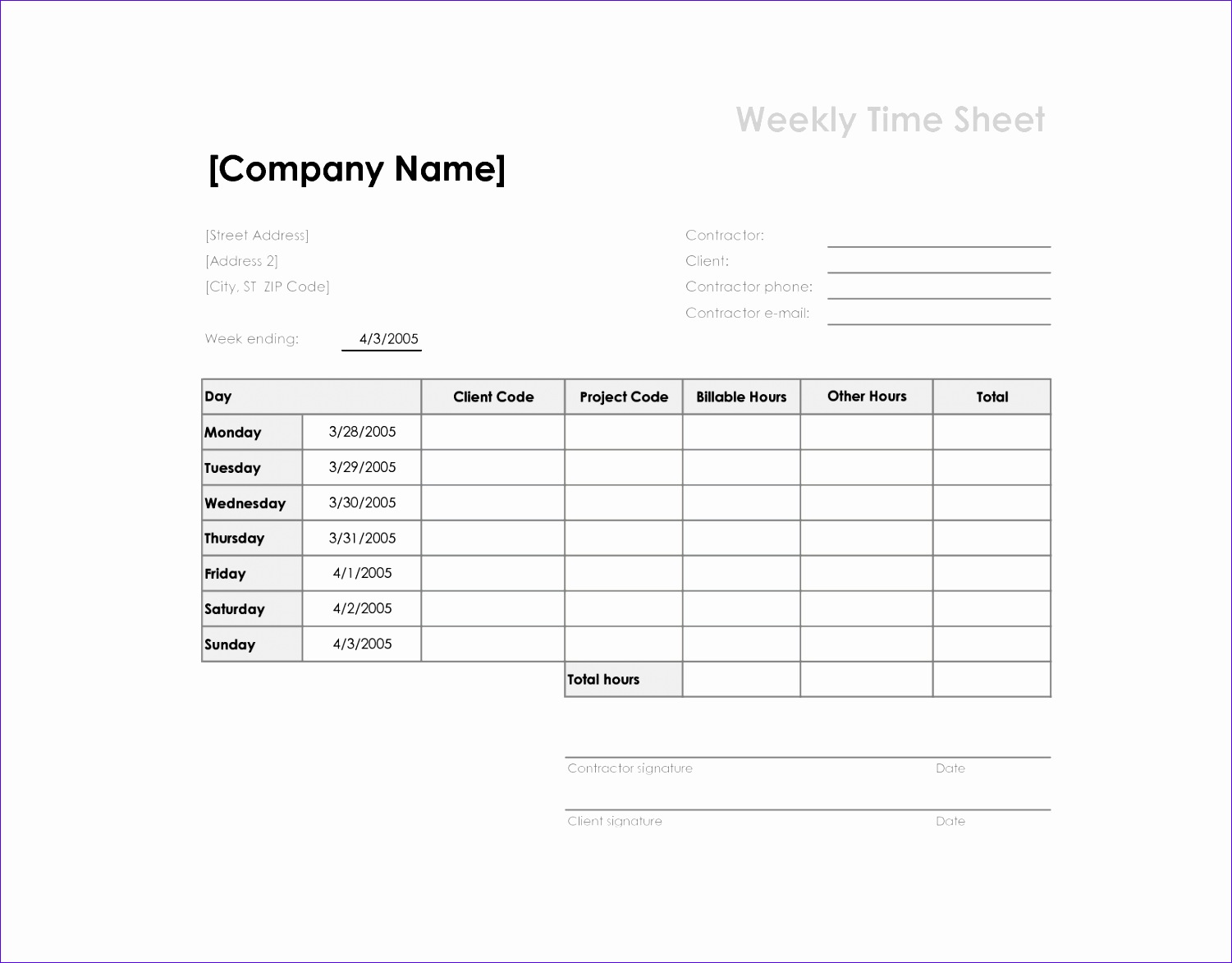 8 Excel Weekly Timesheet Template With Formulas Excel Templates