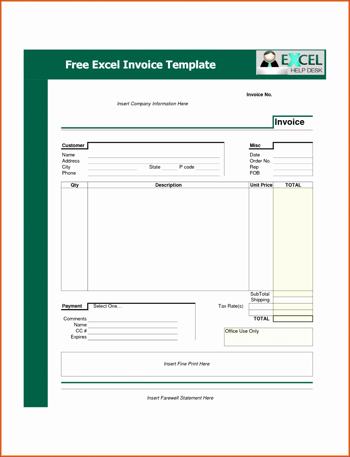 5 Monthly Invoice Template Excel Excel Templates Excel Templates