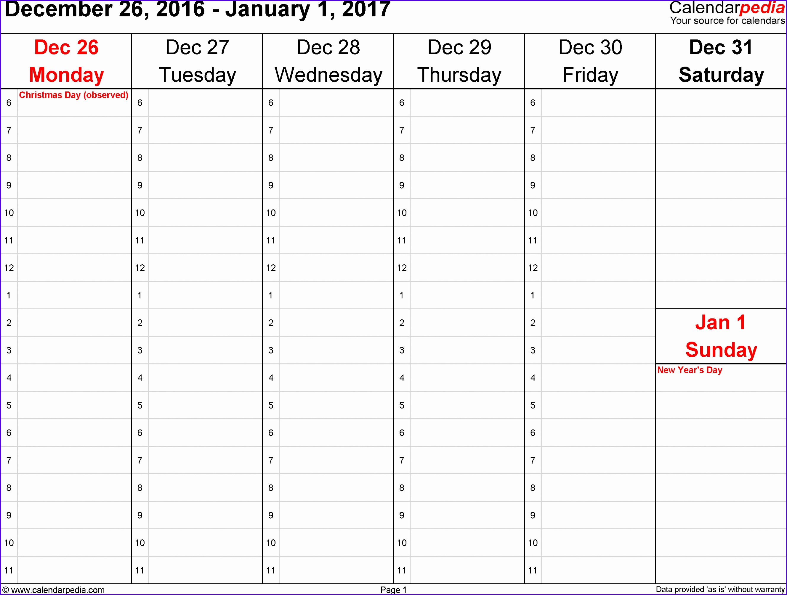 Excel Week Calendar Template