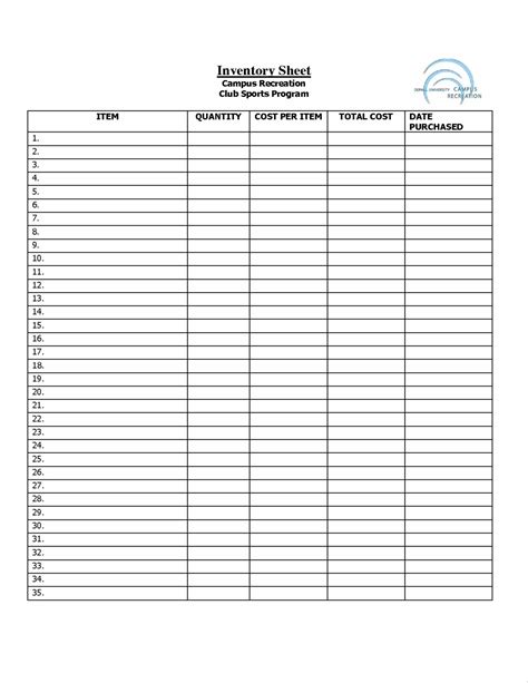 Blank Inventory Sheet Template - Excel Templates - Excel Templates