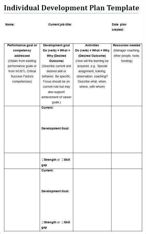 Individual Development Plan Template - Excel Templates - Excel Templates