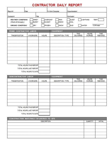 Construction Daily Report Template - Excel Templates - Excel Templates