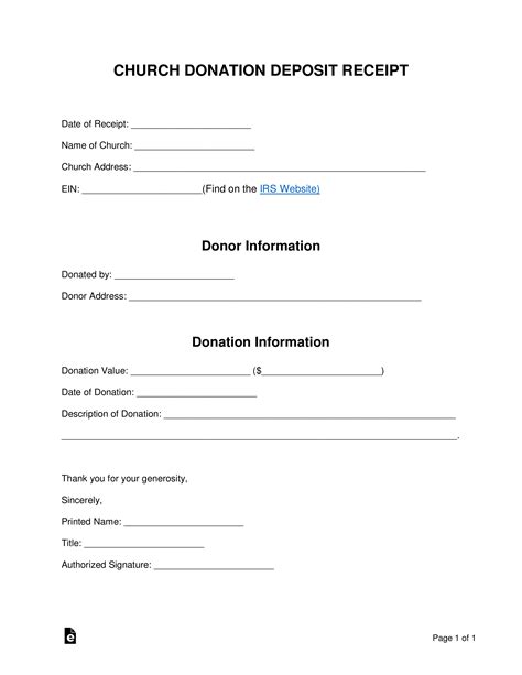 Church Donation Receipt Template - Excel Templates - Excel Templates